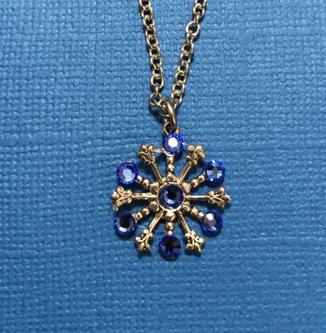 Snowflake Necklace, Sapphire Snowflake - Etsy