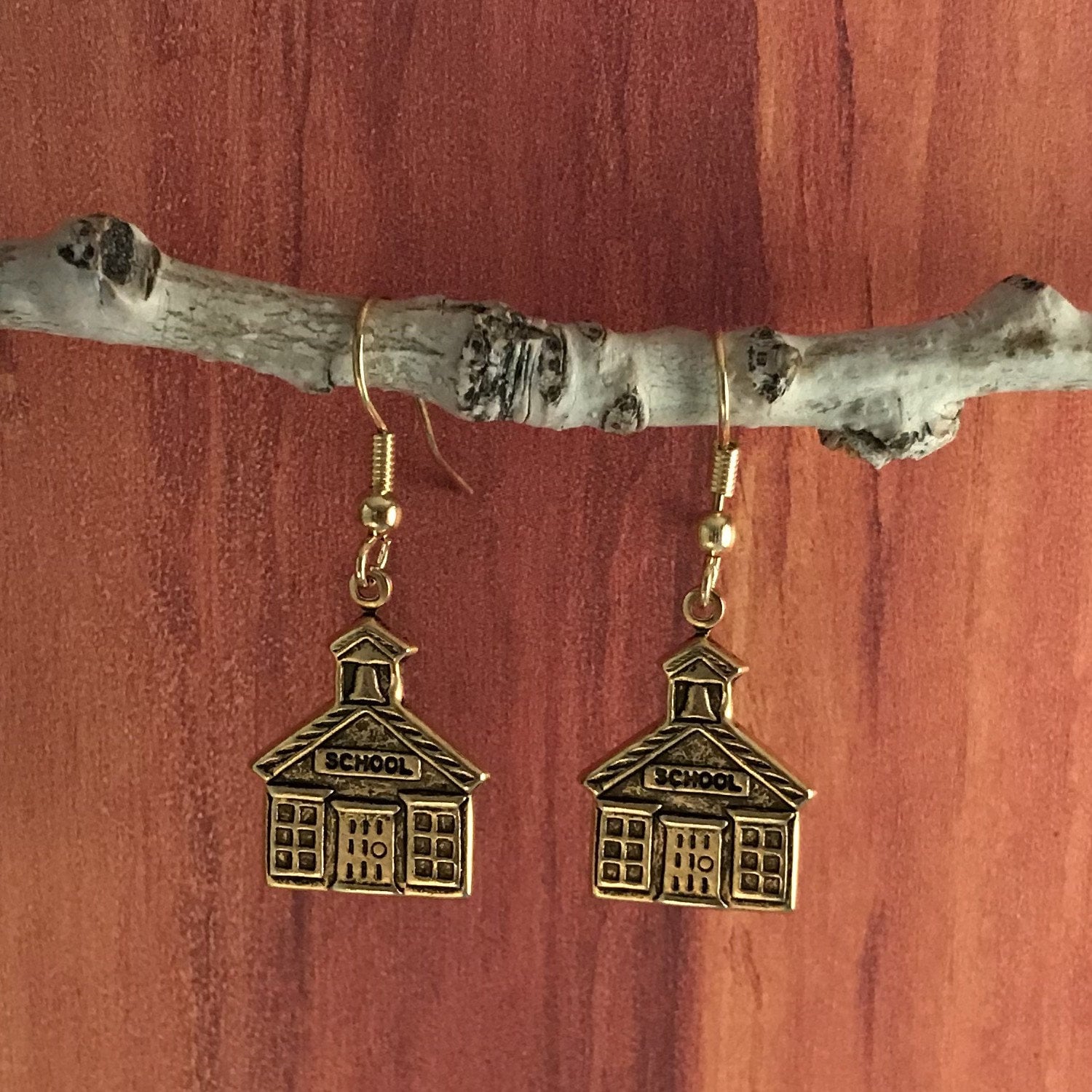 School Earrings, Schoolhouse Earrings - Etsy