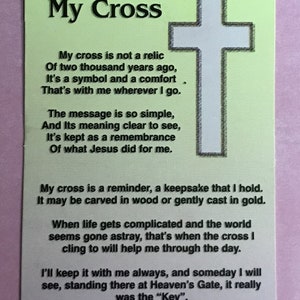 My Cross Poem Card - Etsy