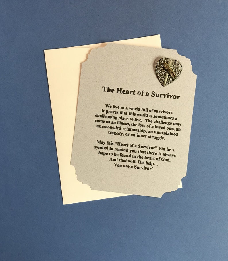 Heart of a Survivor Poem & Pin Set - Etsy
