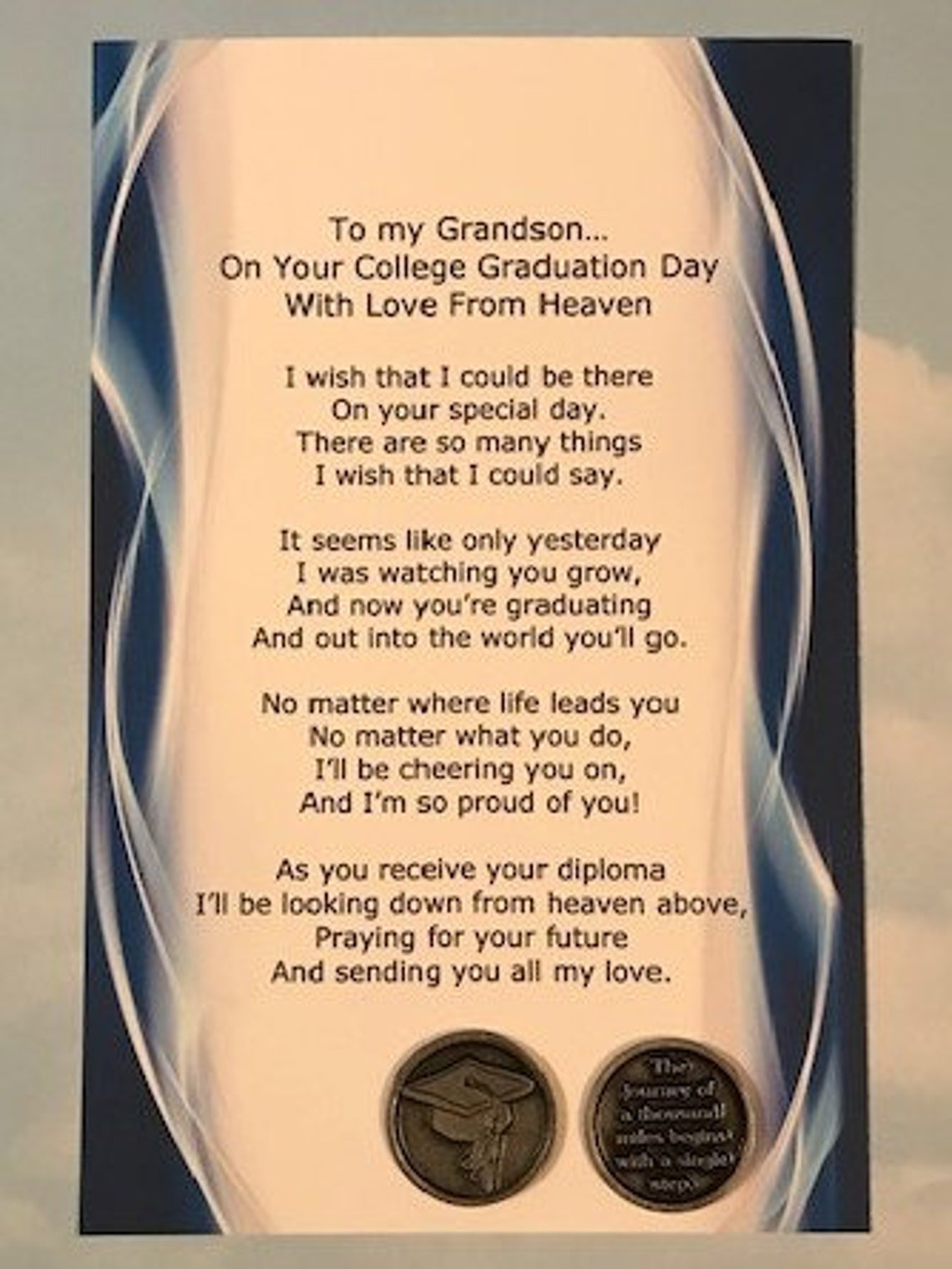 Grandson College Graduation, From Deceased Grandparent - Etsy