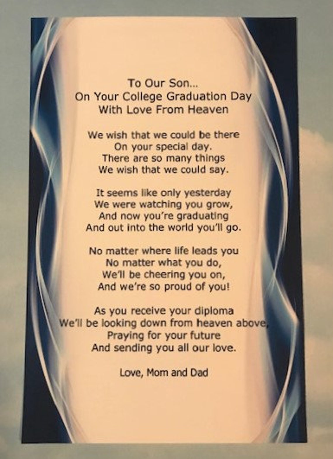 Son College Graduation Gift From Deceased Parents - Etsy