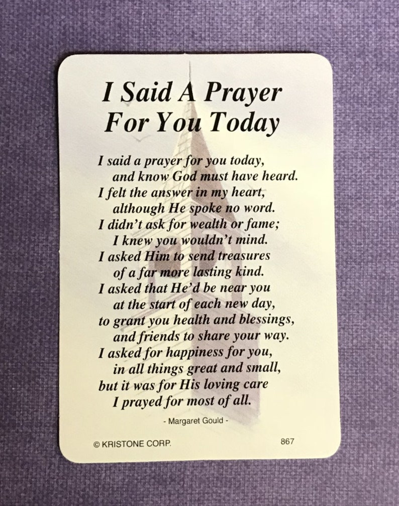 I Said A Prayer for You Today Poem Card - Etsy