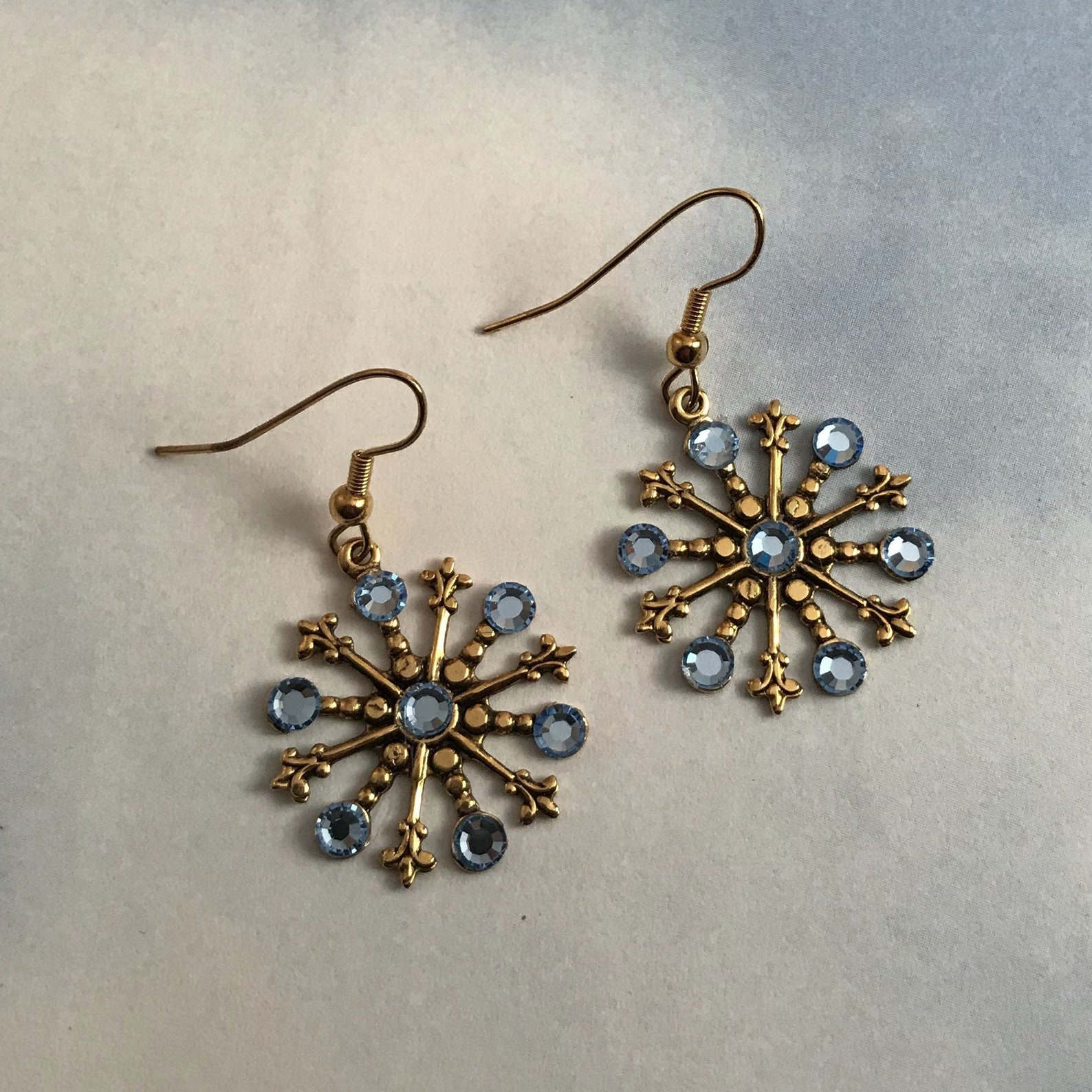 Light Blue Crystal Snowflake Earrings - Etsy