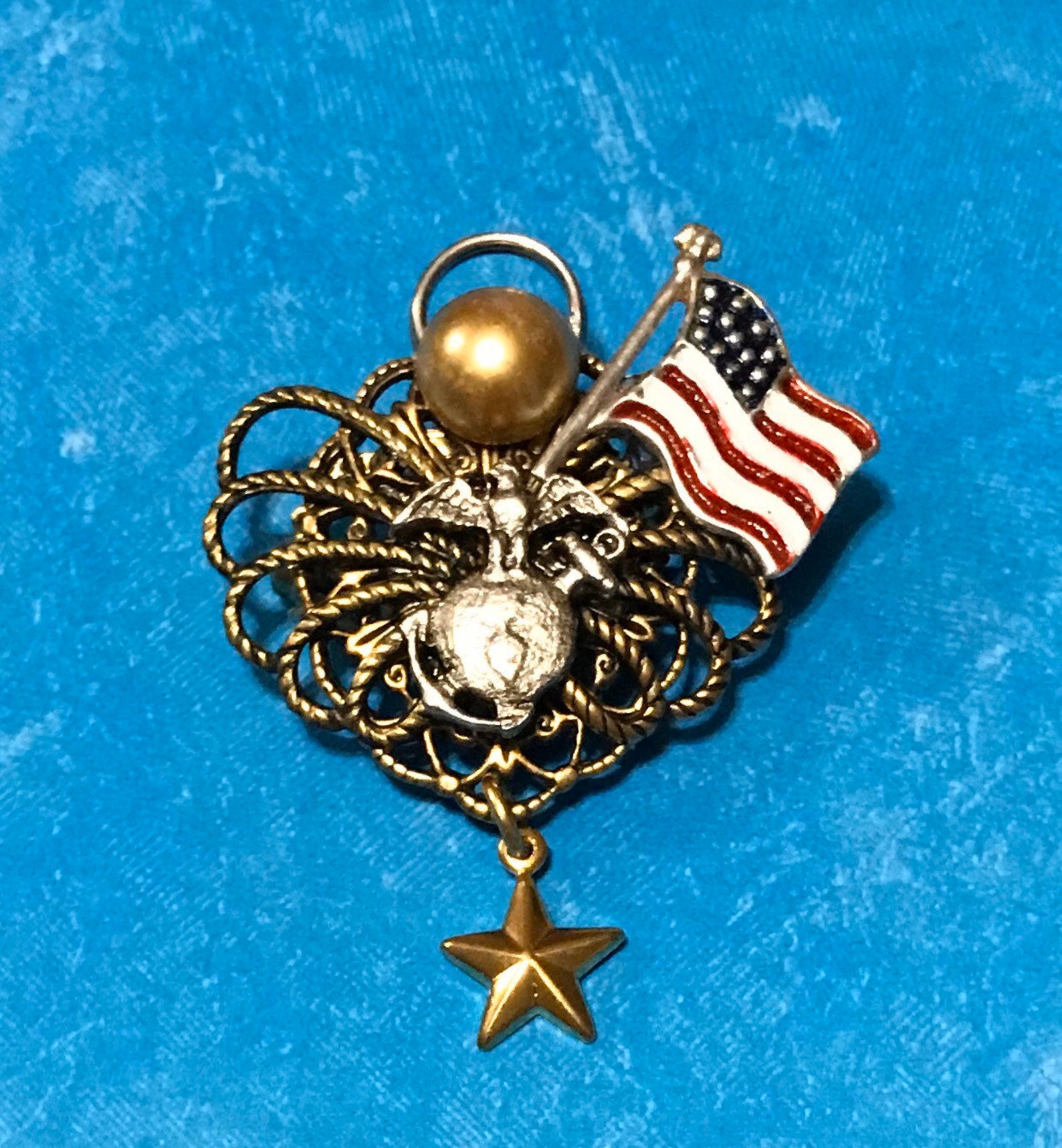 Marines Blue Star----marines Gold Star~ Angel Pin~military Pin - Etsy