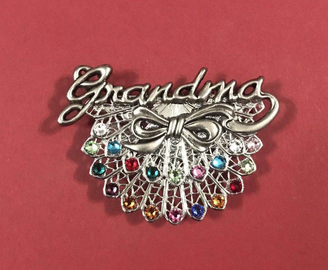 Grandma Double Birthstone Pin - Etsy