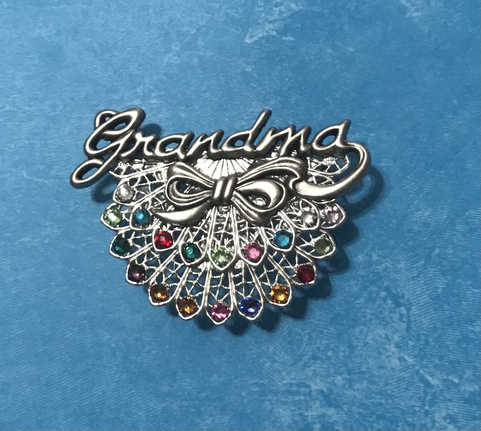 Grandma Double Birthstone Pin - Etsy