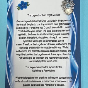 Legend of the Forget-me-not Alzheimer Angel Pin - Etsy