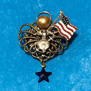 Marines Blue Star----marines Gold Star~ Angel Pin~military Pin - Etsy