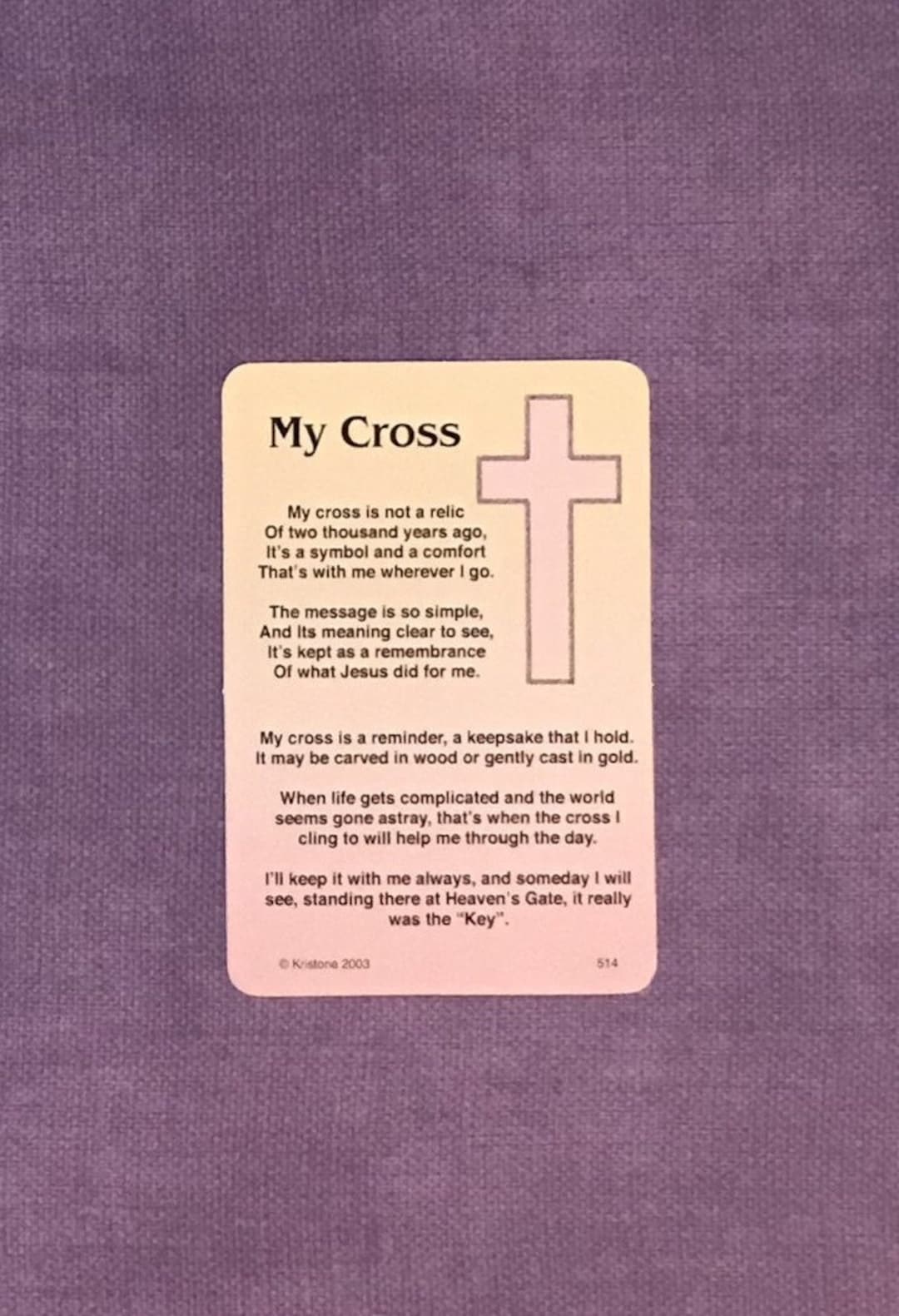 My Cross Poem Card - Etsy