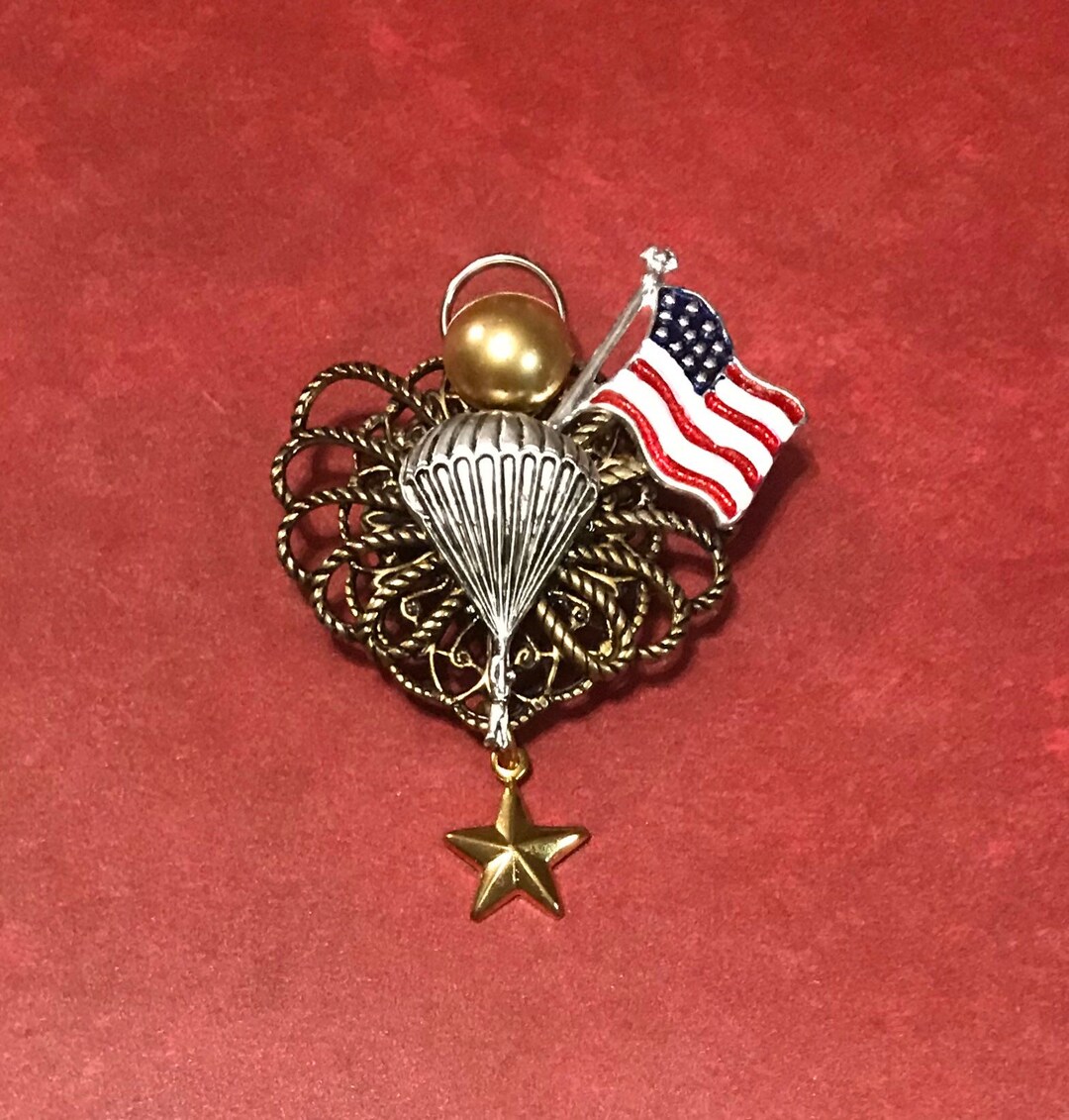 Airborne Blue Star----gold Star Angel Pin - Etsy