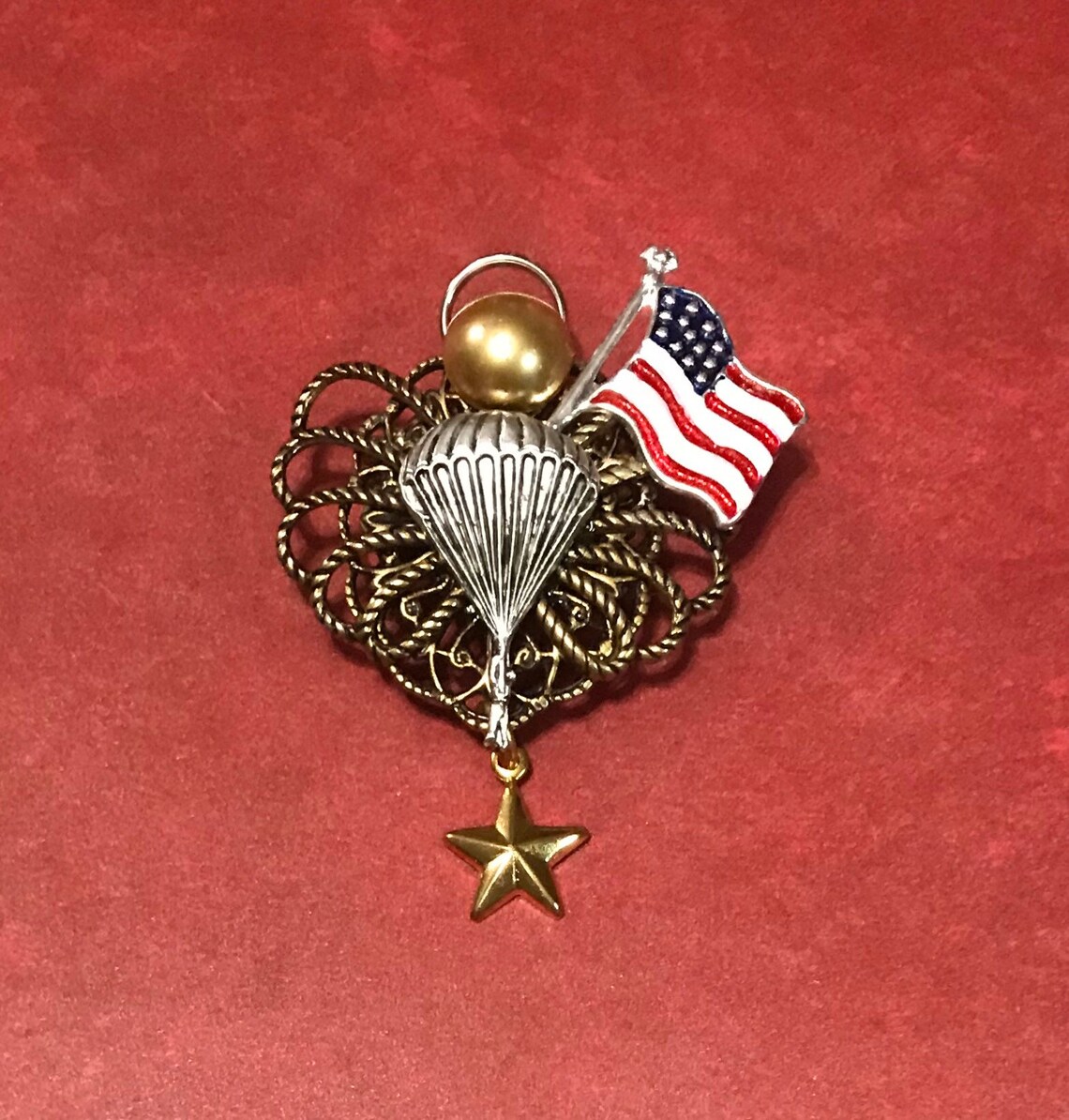 Airborne Blue Stargold Star Angel Pin | Etsy