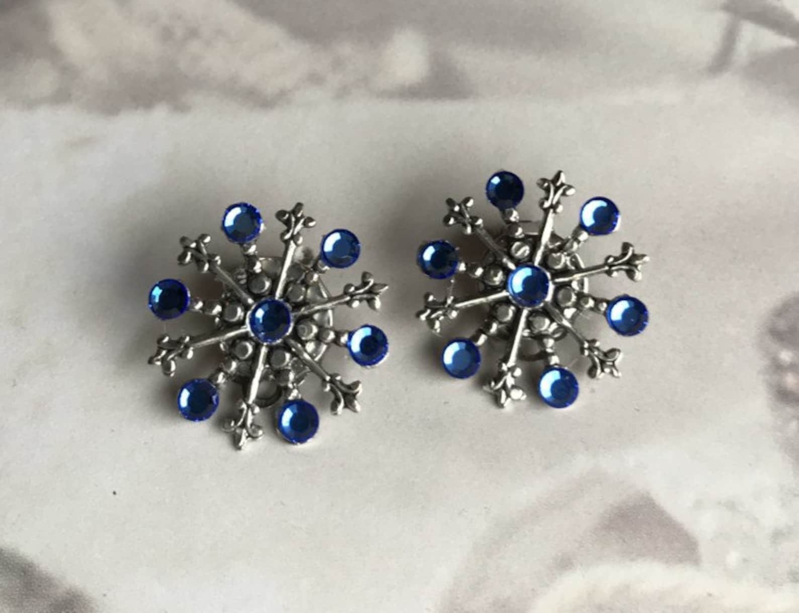 Sapphire Snowflake Earrings | Etsy