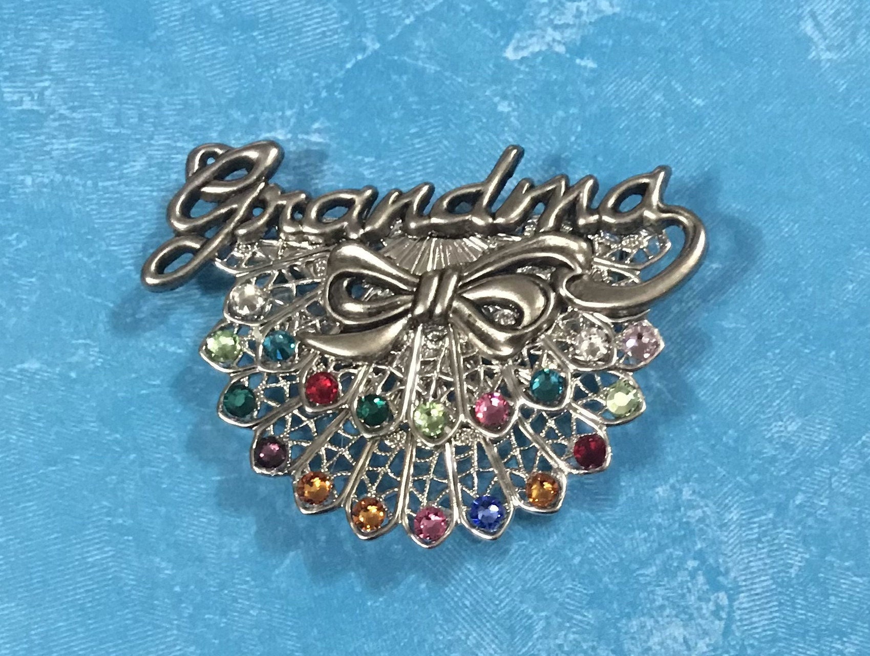 Grandma Double Birthstone Pin - Etsy