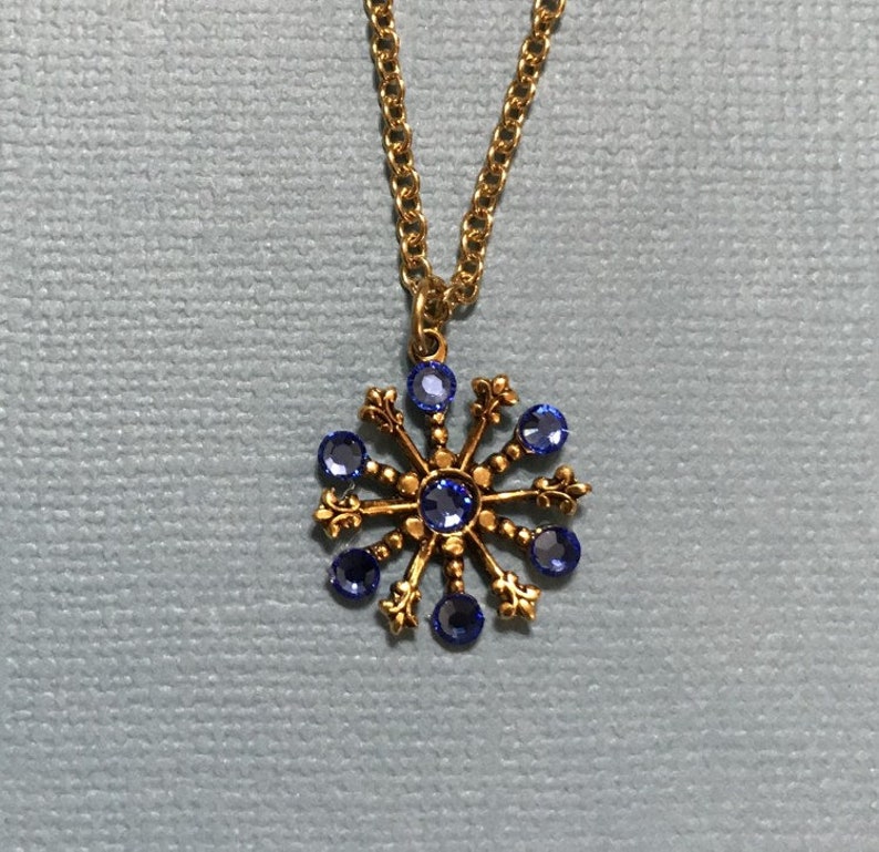 Snowflake Necklace Sapphire Snowflake | Etsy