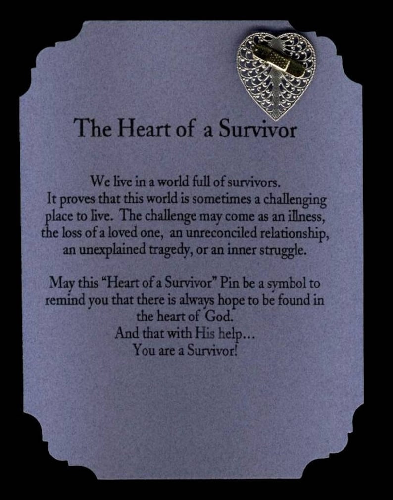 Heart of a Survivor Poem & Pin Set - Etsy