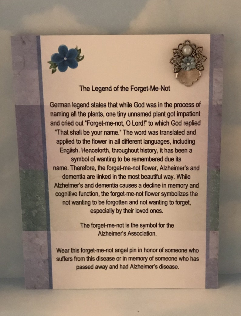 Legend of the Forget-me-not Alzheimer Angel Pin - Etsy