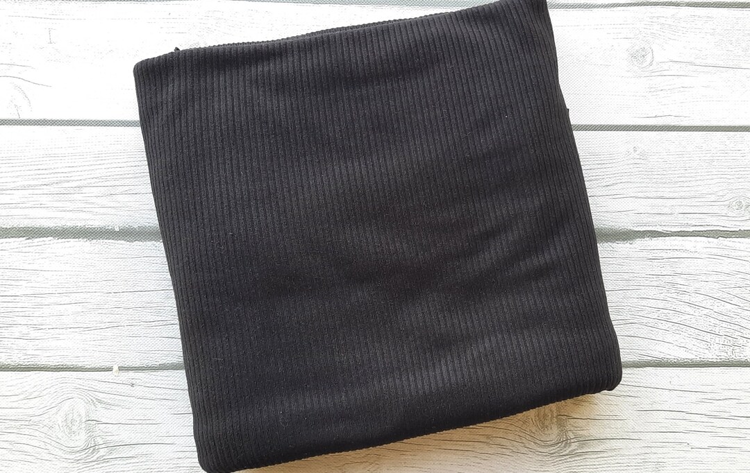 Solid Black Rib Knit Fabric by the Yard Knit Dress Fabric by the Yard ...