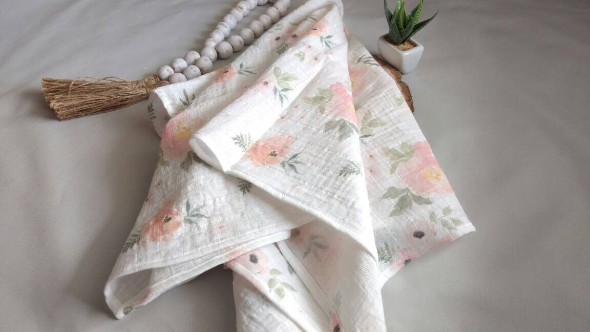 Pink floral swaddle Baby girl swaddle blanket Newborn girl | Etsy