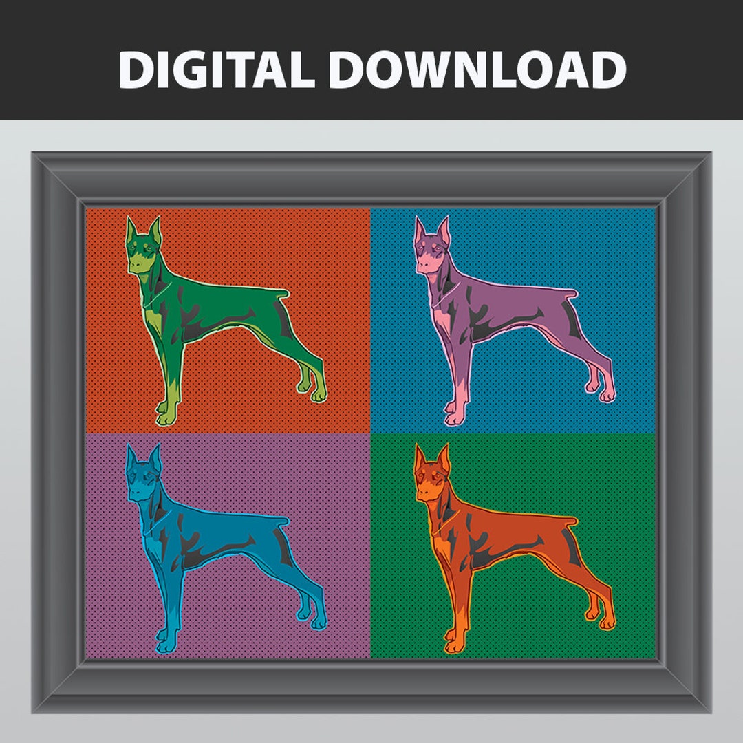 Doberman Art, Doberman Print, Instant Download, Instant Printable ...