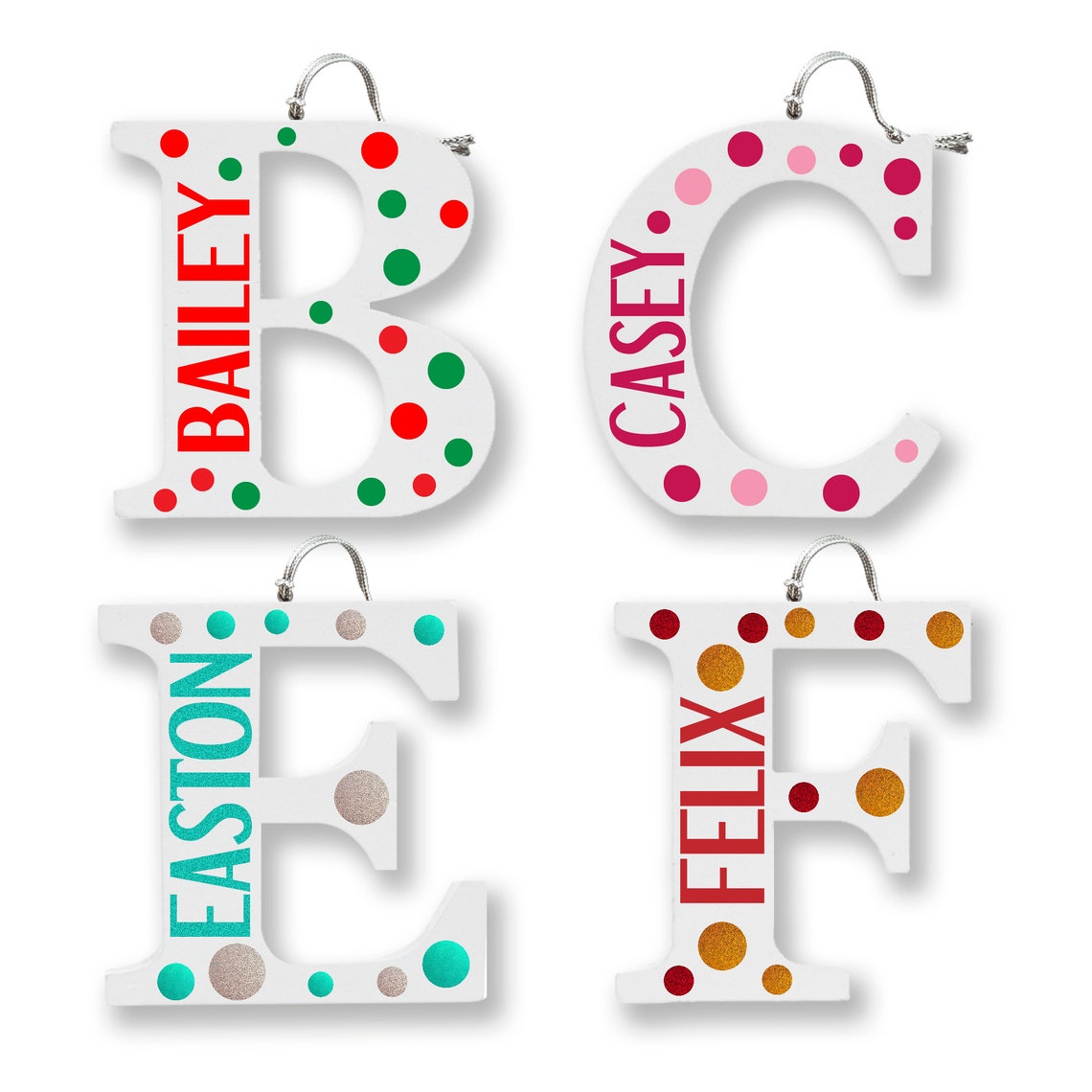 Personalized Name & Initial Christmas Ornament, Monogrammed Christmas ...