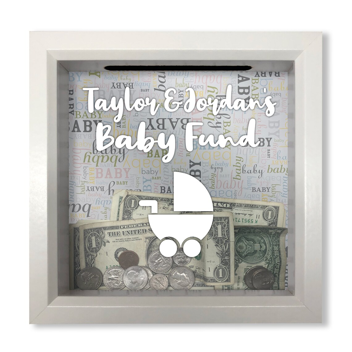 Personalized Bank, Baby Fund, Baby Fund Piggy Bank, Wood Shadow Box ...