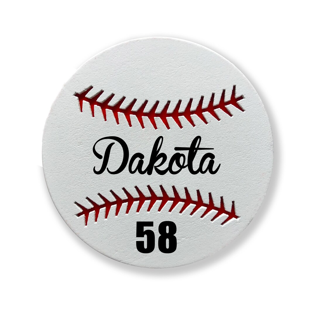 Personalized Baseball Magnet, Custom Wood Baseball Refrigerator Magnet ...