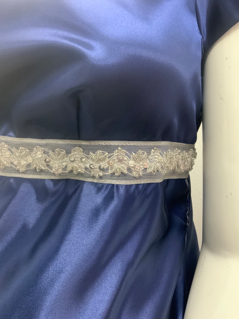 Navy Satin Imperial Waist/regency Era Dress/gown - Etsy