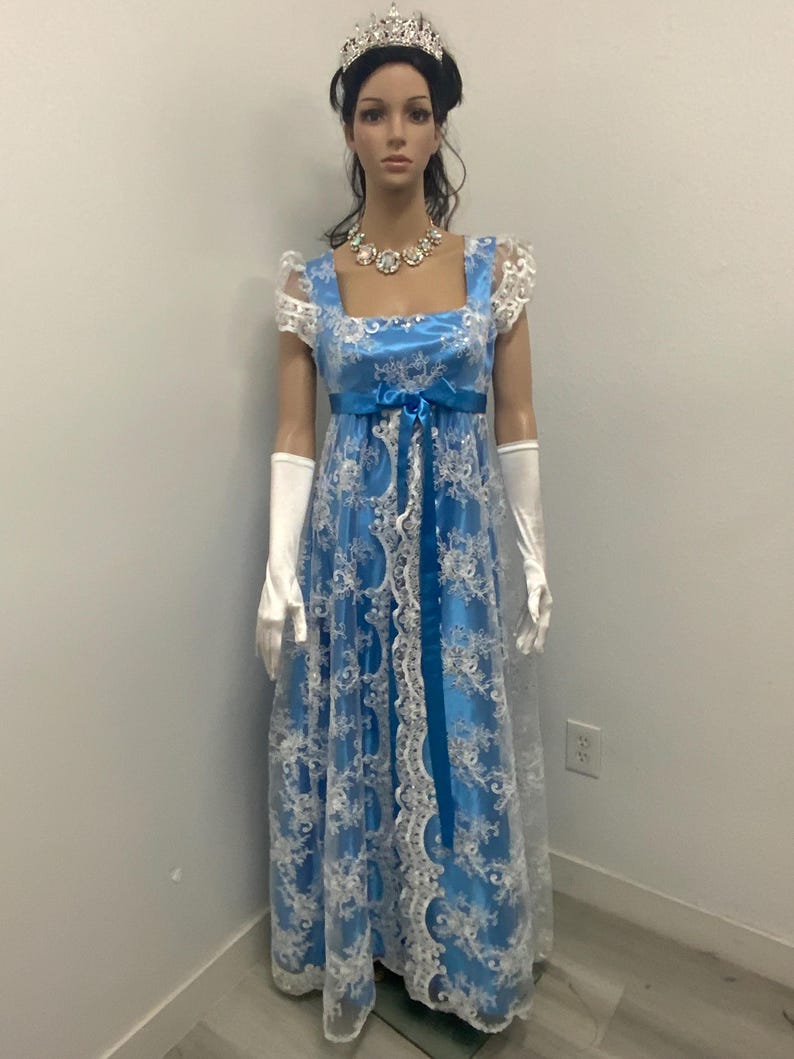 Blue and White Regency Era Dress/gown - Etsy