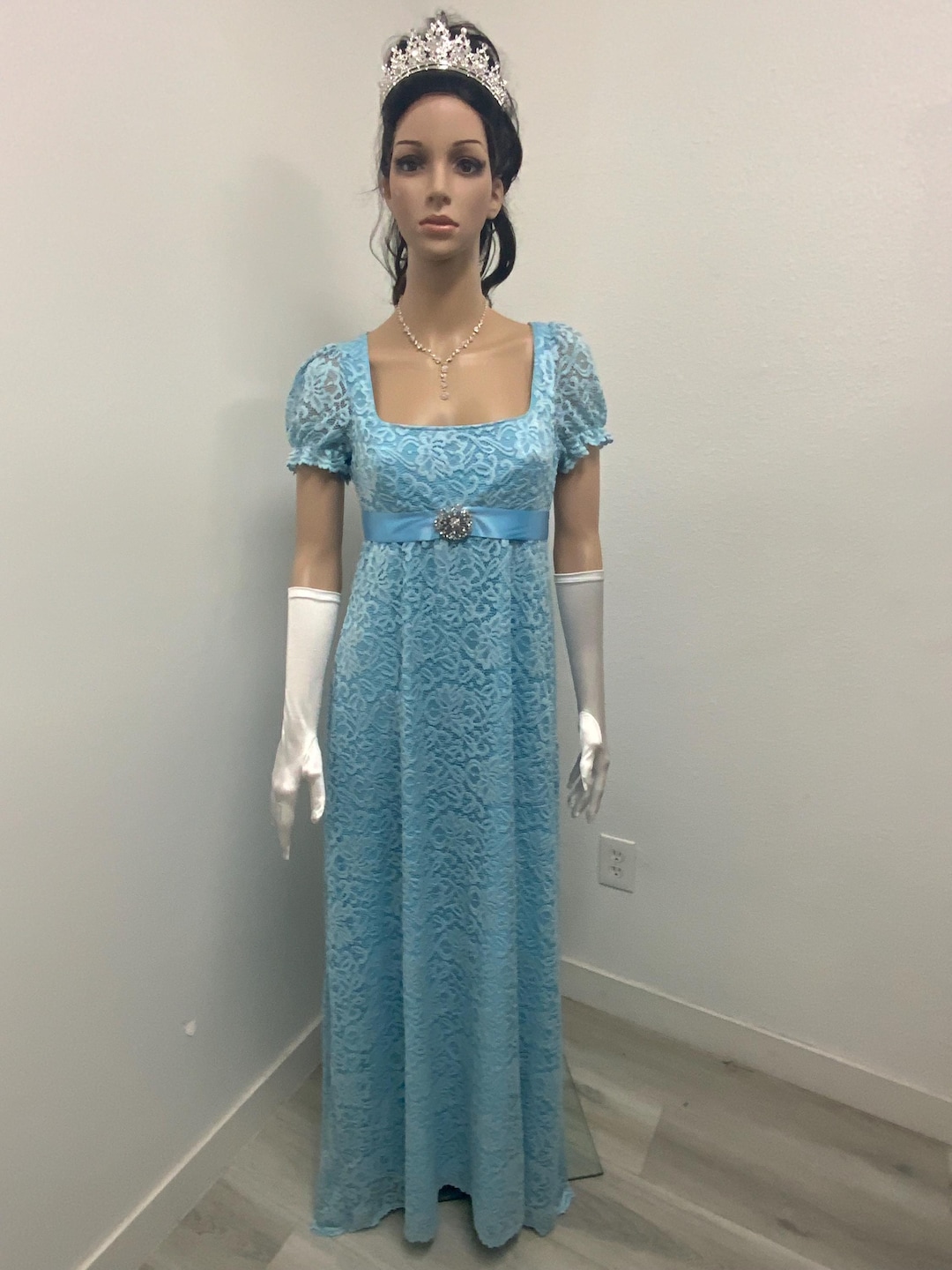 Blue Lace Regency Era Dress/gown/costume Inspired - Etsy