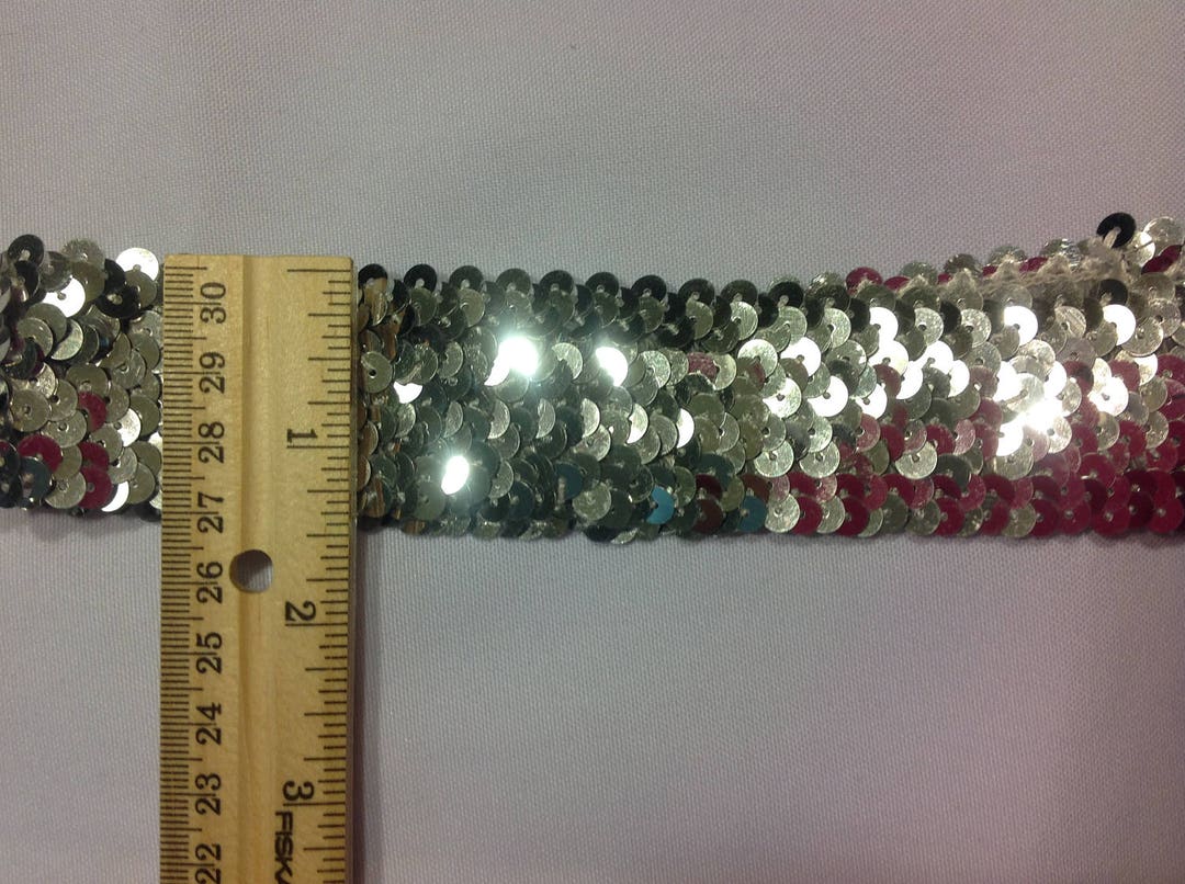 Stretch Silver Sequins Band 5 Lines Pack of 25 Yards - Etsy