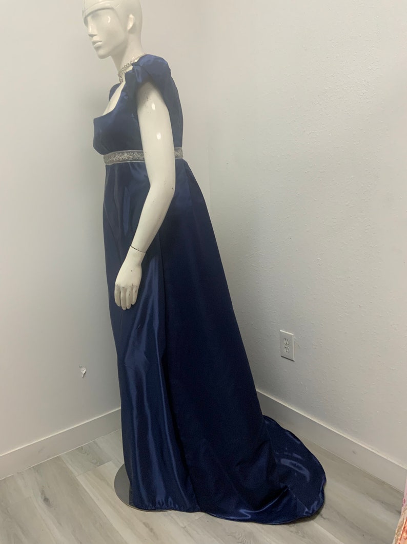 Navy Satin Imperial Waist/regency Era Dress/gown - Etsy
