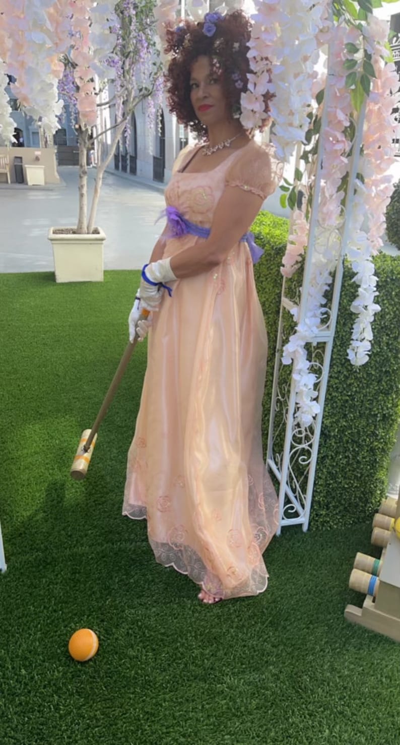 Peach Empire Waist Regency Style Dress/costume/cosplay - Etsy