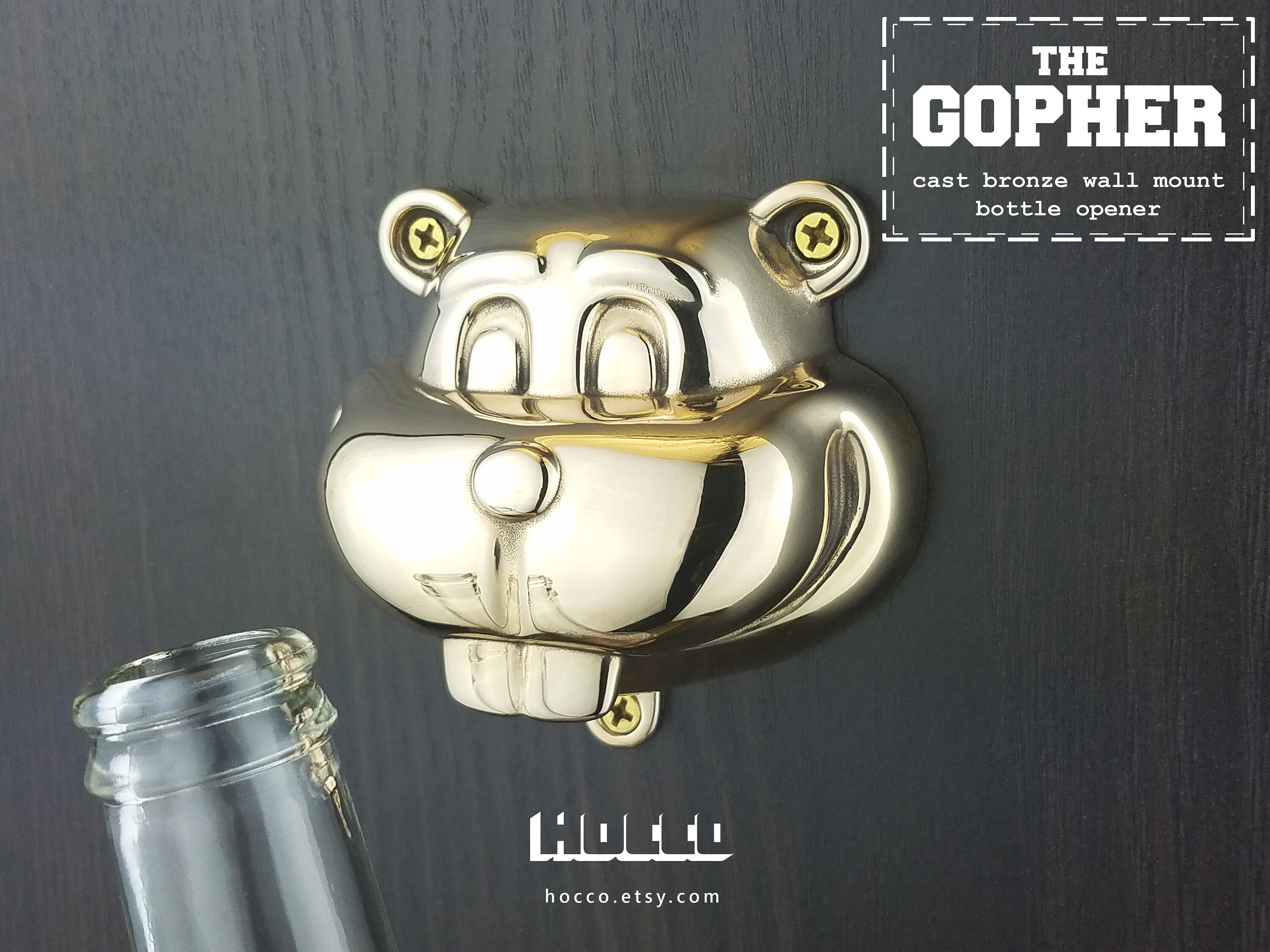 BOTTLE OPENER WALL Mount Cast Bronze Sculpture: the Gopher - Etsy