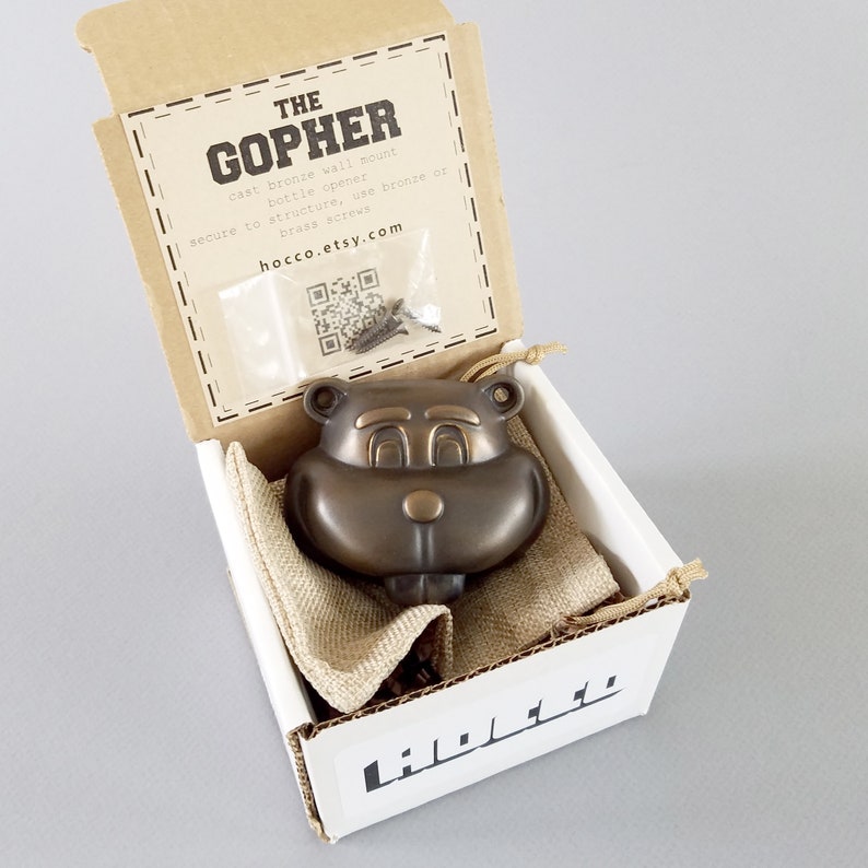 BOTTLE OPENER WALL Mount Cast Bronze Sculpture: the Gopher - Etsy