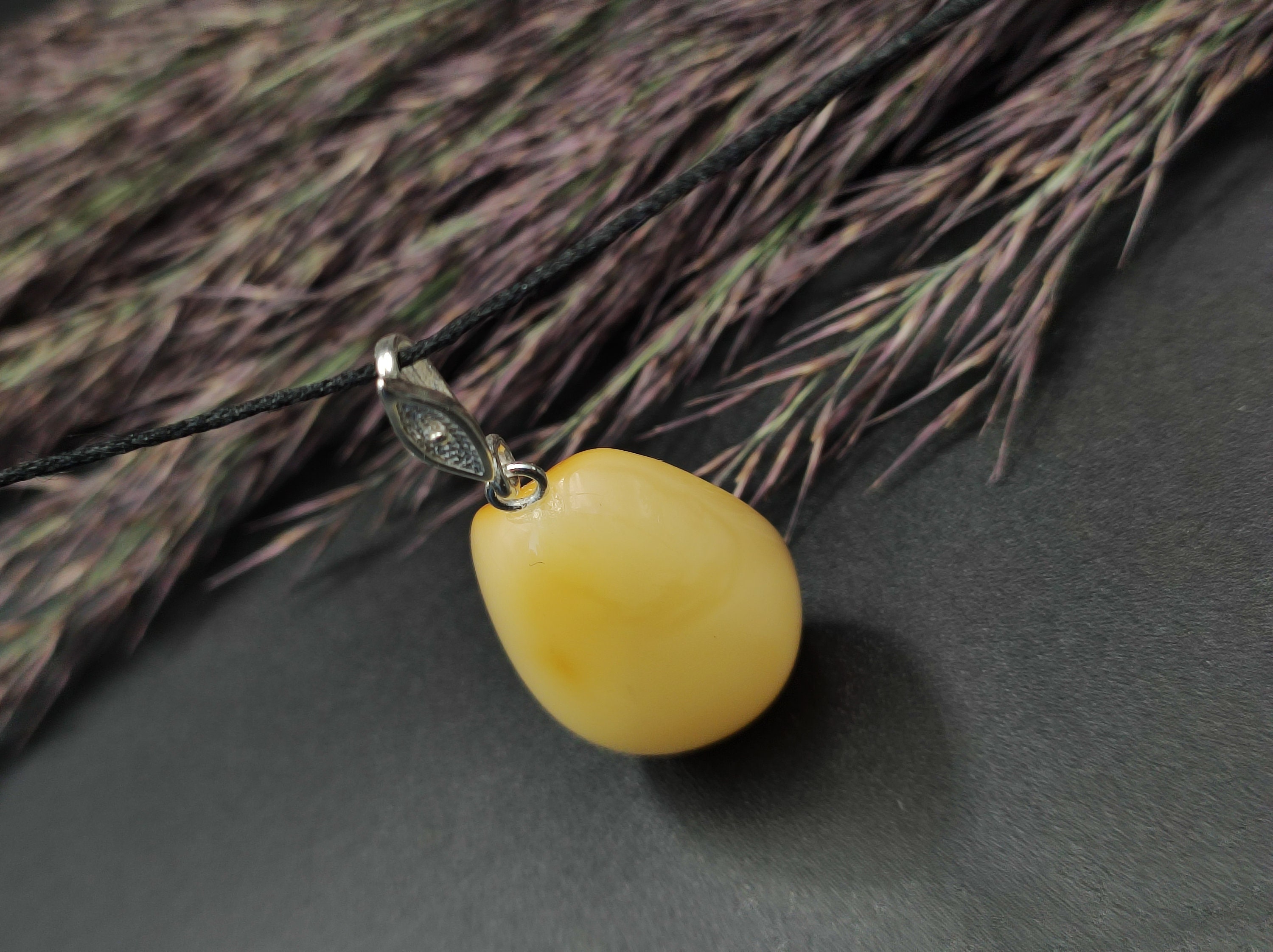 Natural Amber Landscape Pendant With Amber Leather Natural - Etsy