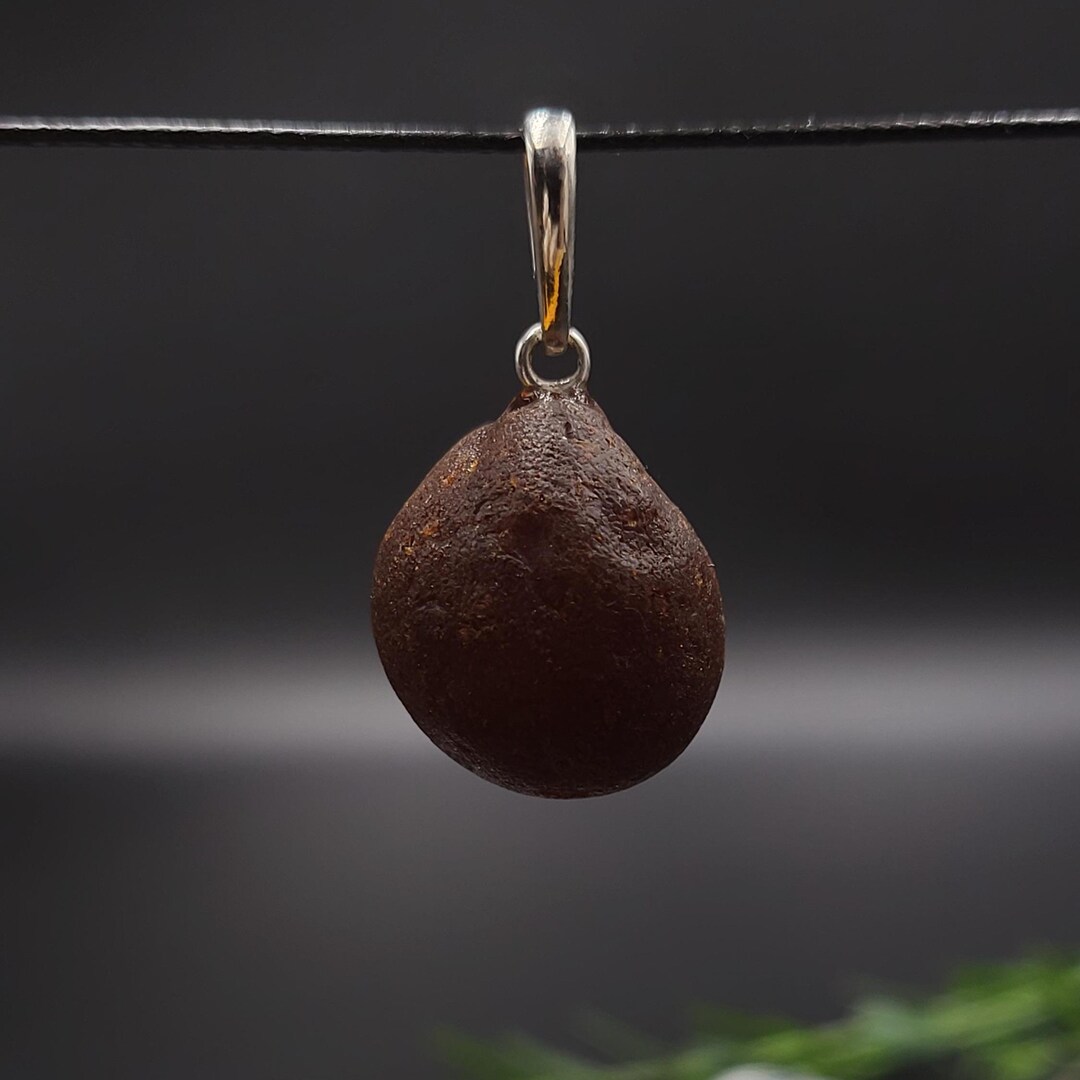 Amber Stone With Full Leather, Rare Amber Drop Pendant, Untreated Amber ...