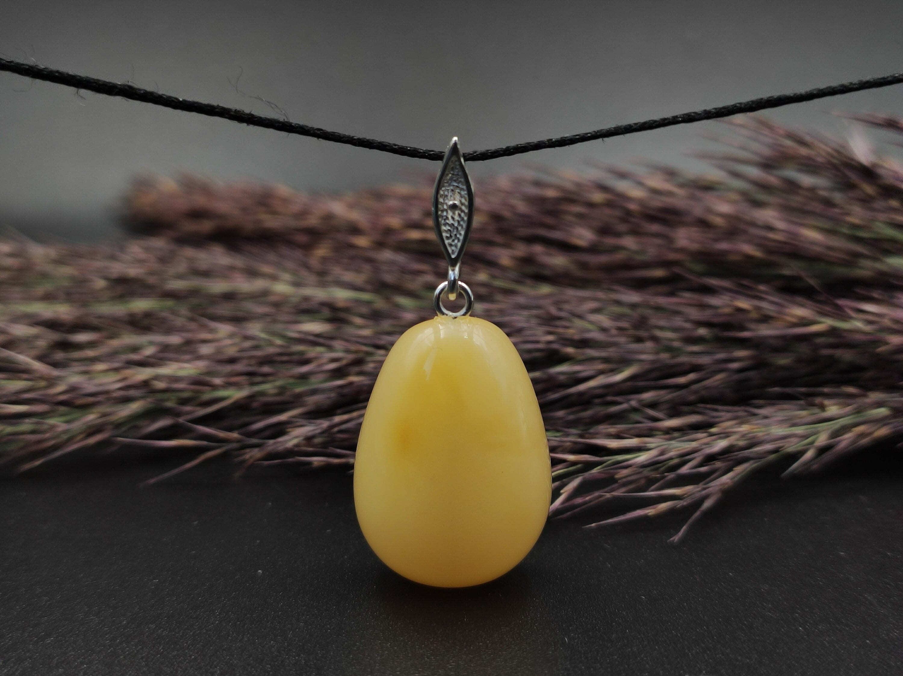 Natural Amber Landscape Pendant, With Amber Leather, Natural Amber ...