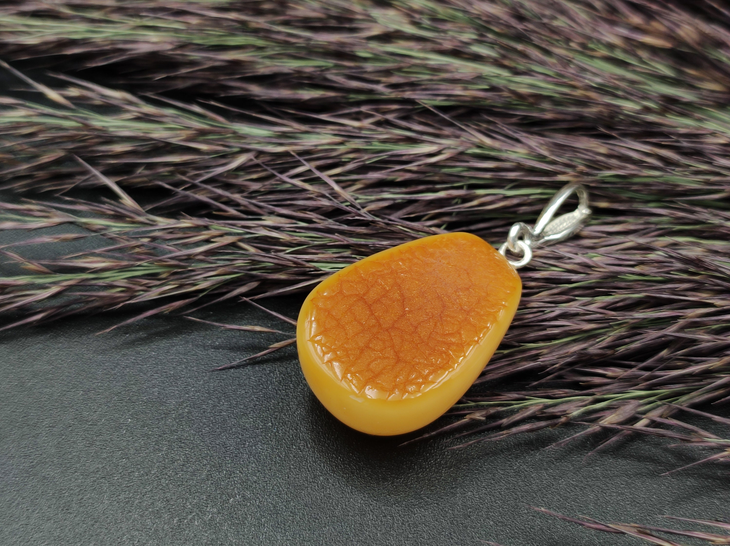 Natural Amber Landscape Pendant With Amber Leather Natural - Etsy