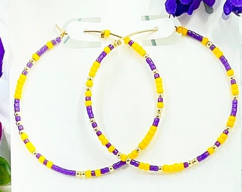 Lsu Beaded Earrings - Etsy