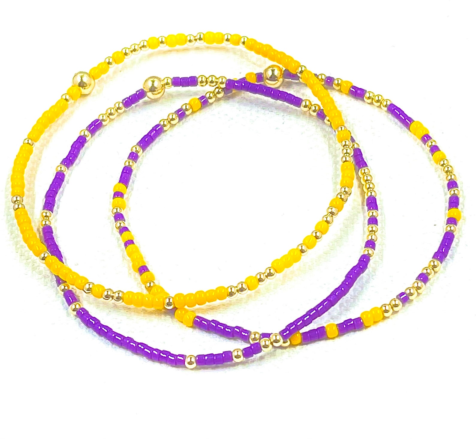 Purple and Gold LSU Gameday Bracelets. 14k Gold Filled - Etsy