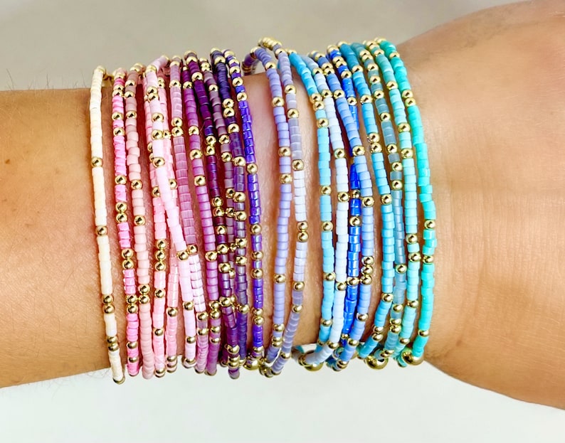 Colorful Seed Bead Bracelets: Gold Filled Stacking Bracelets - Etsy