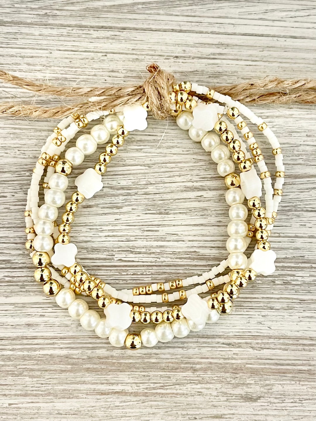 14k Gold Filled and Pearl Beaded Stretch Stacking Bracelets. Beautiful ...