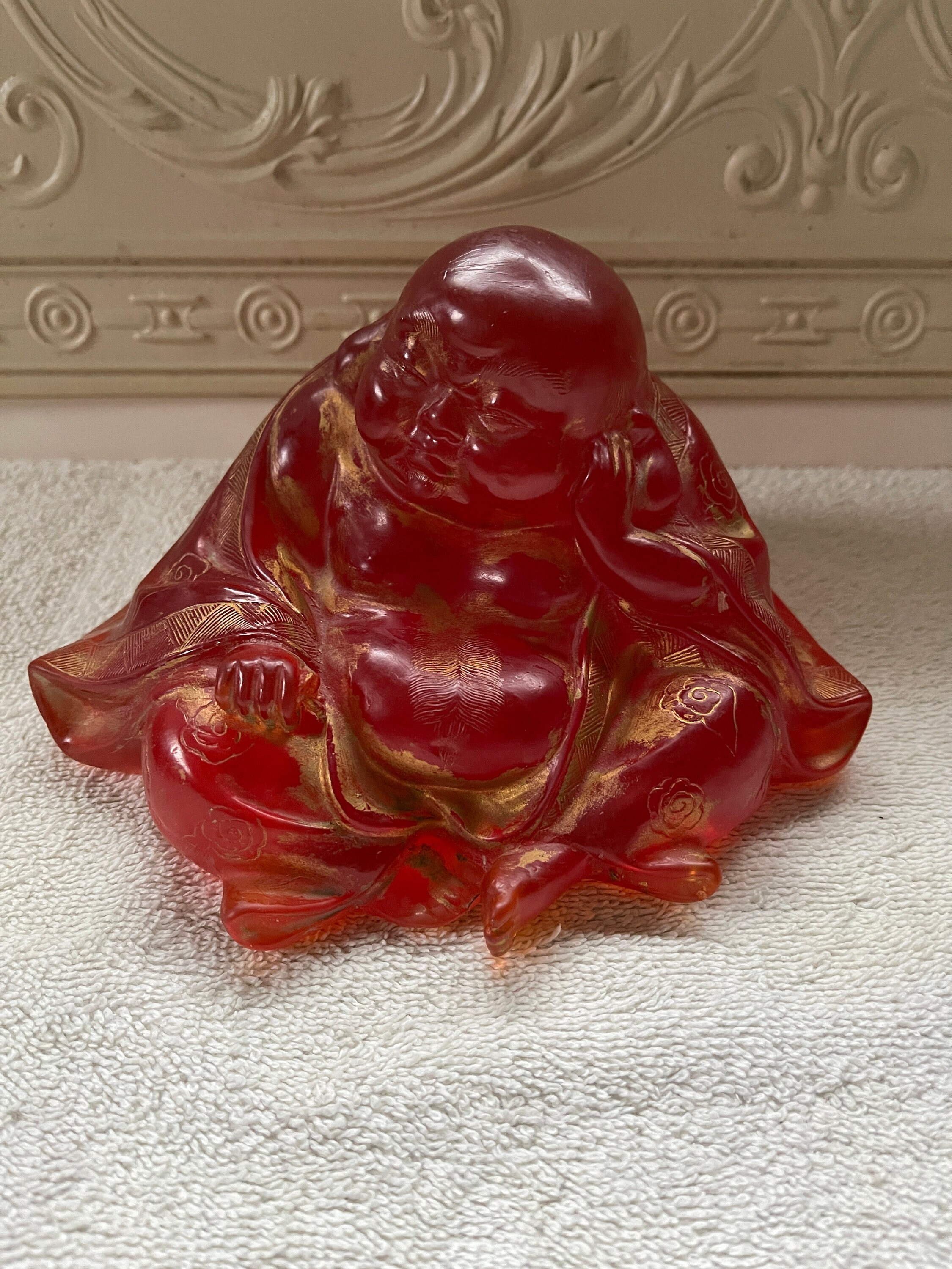 Vintage Resin Large Size Buddha Statue in Amber Color 8 W X 4.5 H - Etsy