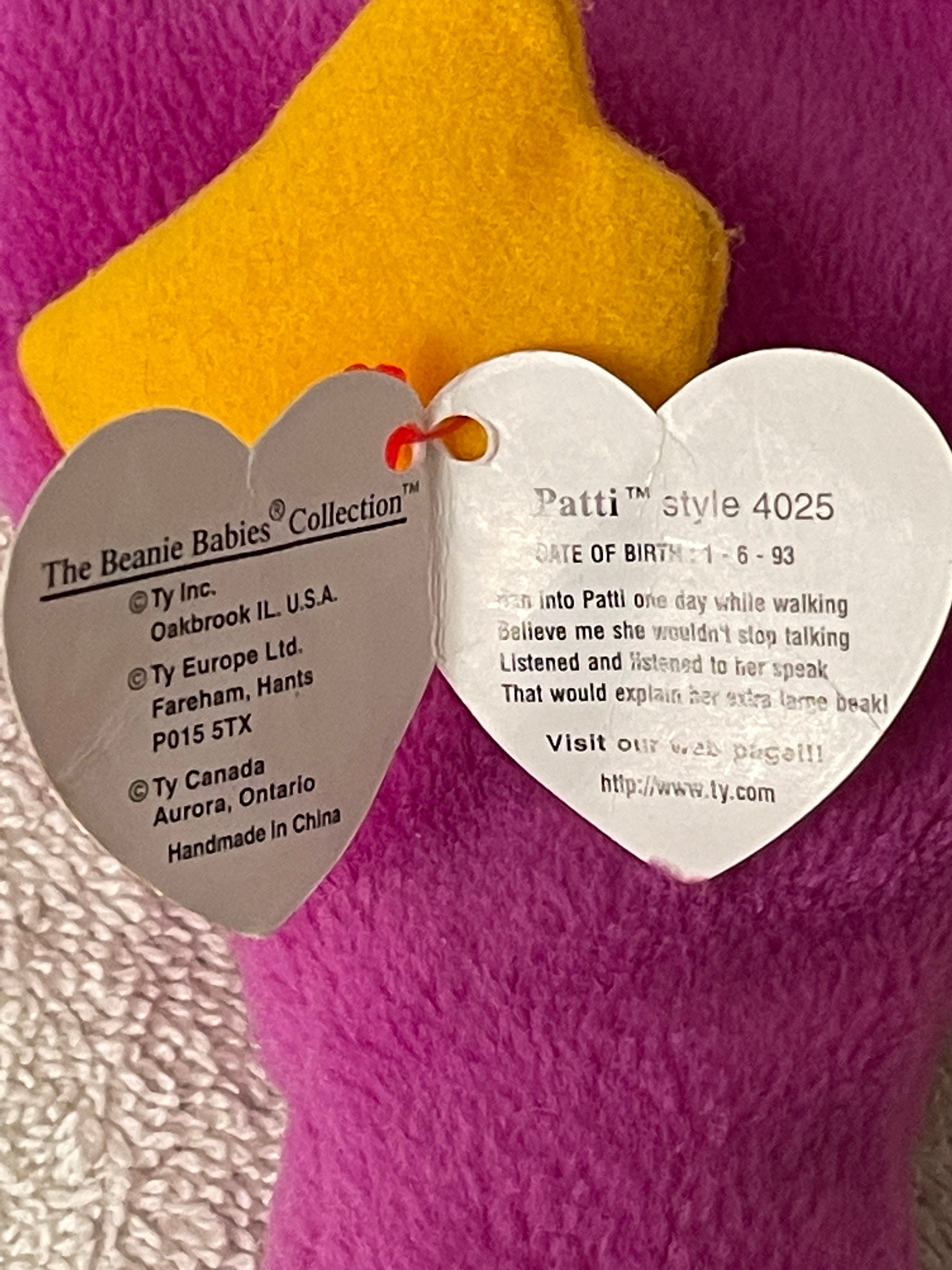 Ty Beanie Babies Patti the Platypus Plush Toy 4025 Very Rare With PVC ...