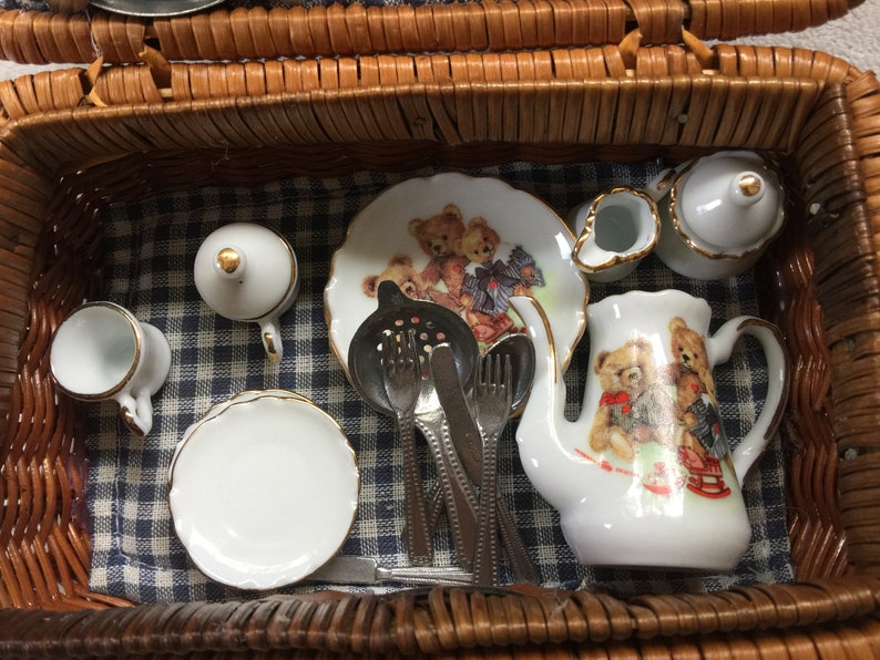 Miniature Steif Bear Picnic Basket Made by Reutter Germany - Etsy