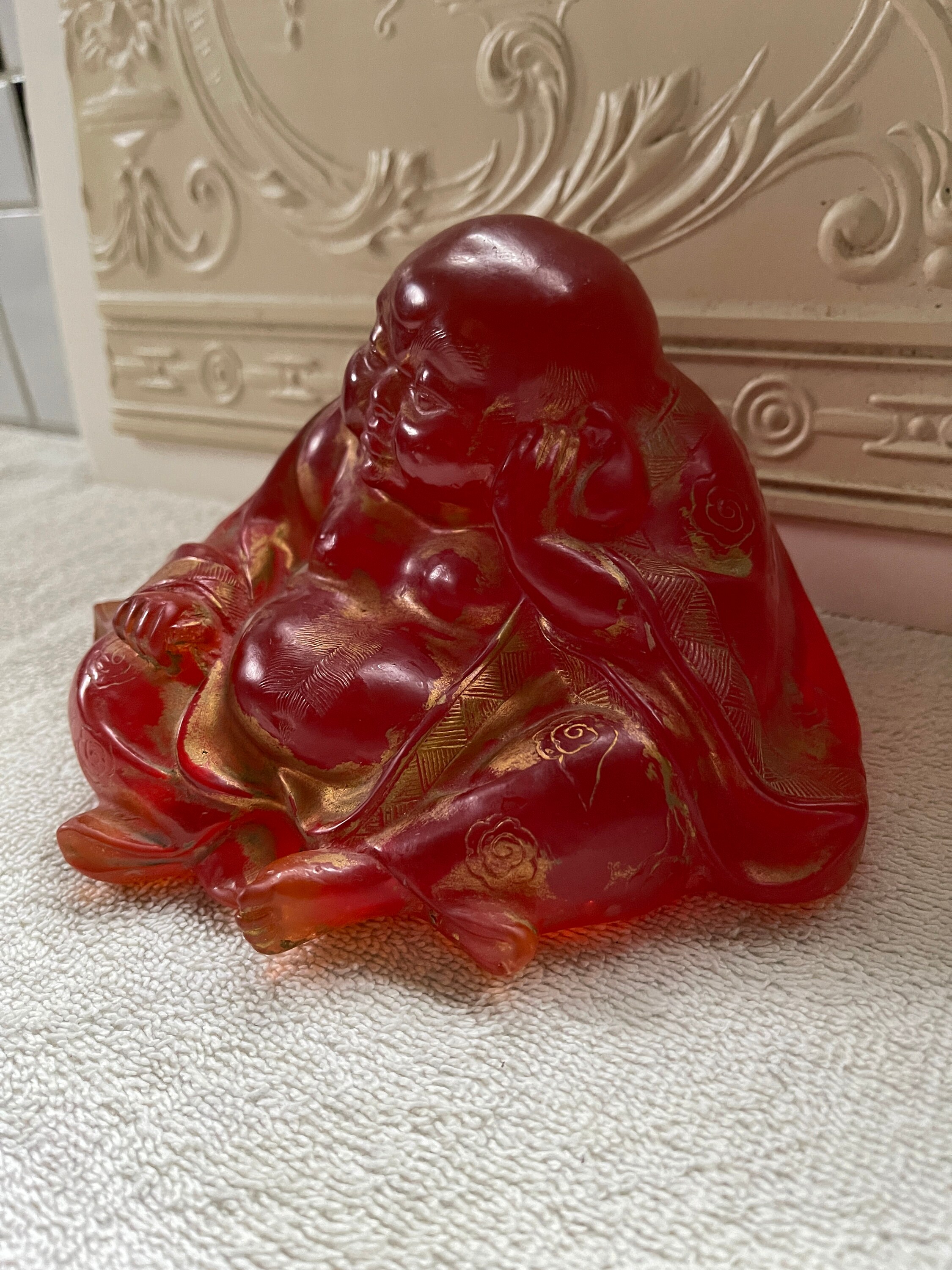 Vintage Resin Large Size Buddha Statue in Amber Color 8 W X 4.5 H - Etsy