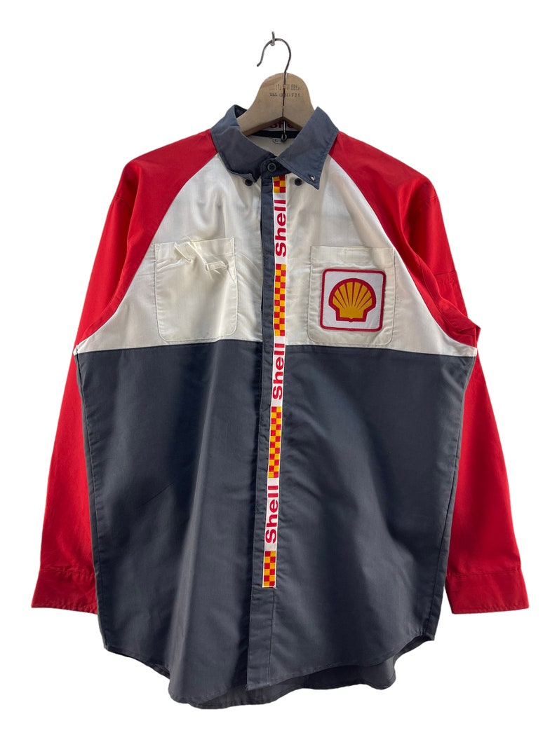 Vintage Shell Uniform Worker Button Shirt - Etsy