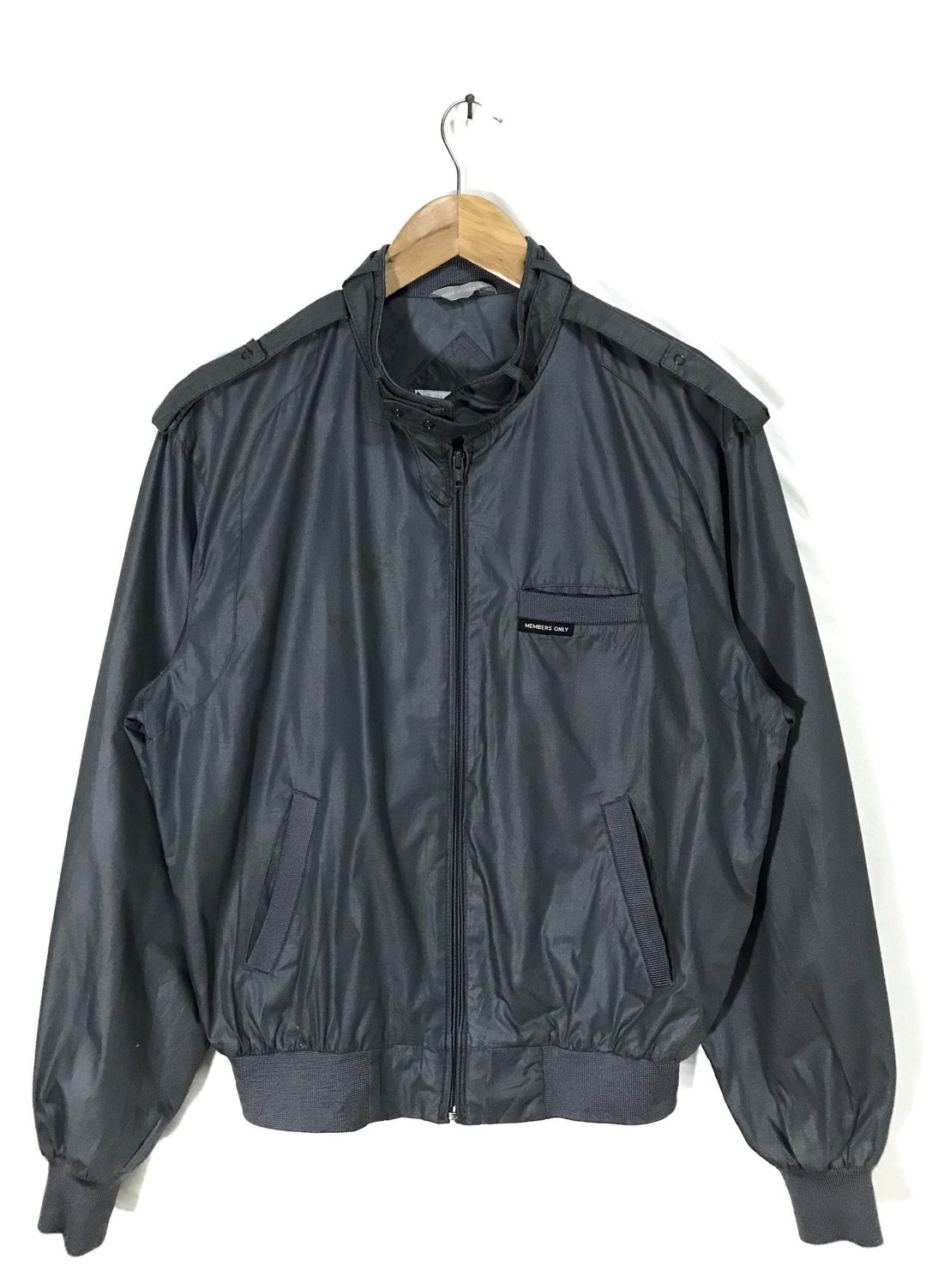 Vintage Members Only Racer Jacket Gray Color Size 42 - Etsy