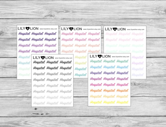 HOSPITAL Script word planner stickers functional lettering | Etsy
